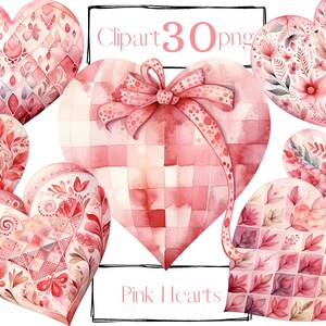 Pink Heart Clipart. Valentines Clipart, Love Clip Art, Wedding PNG ...