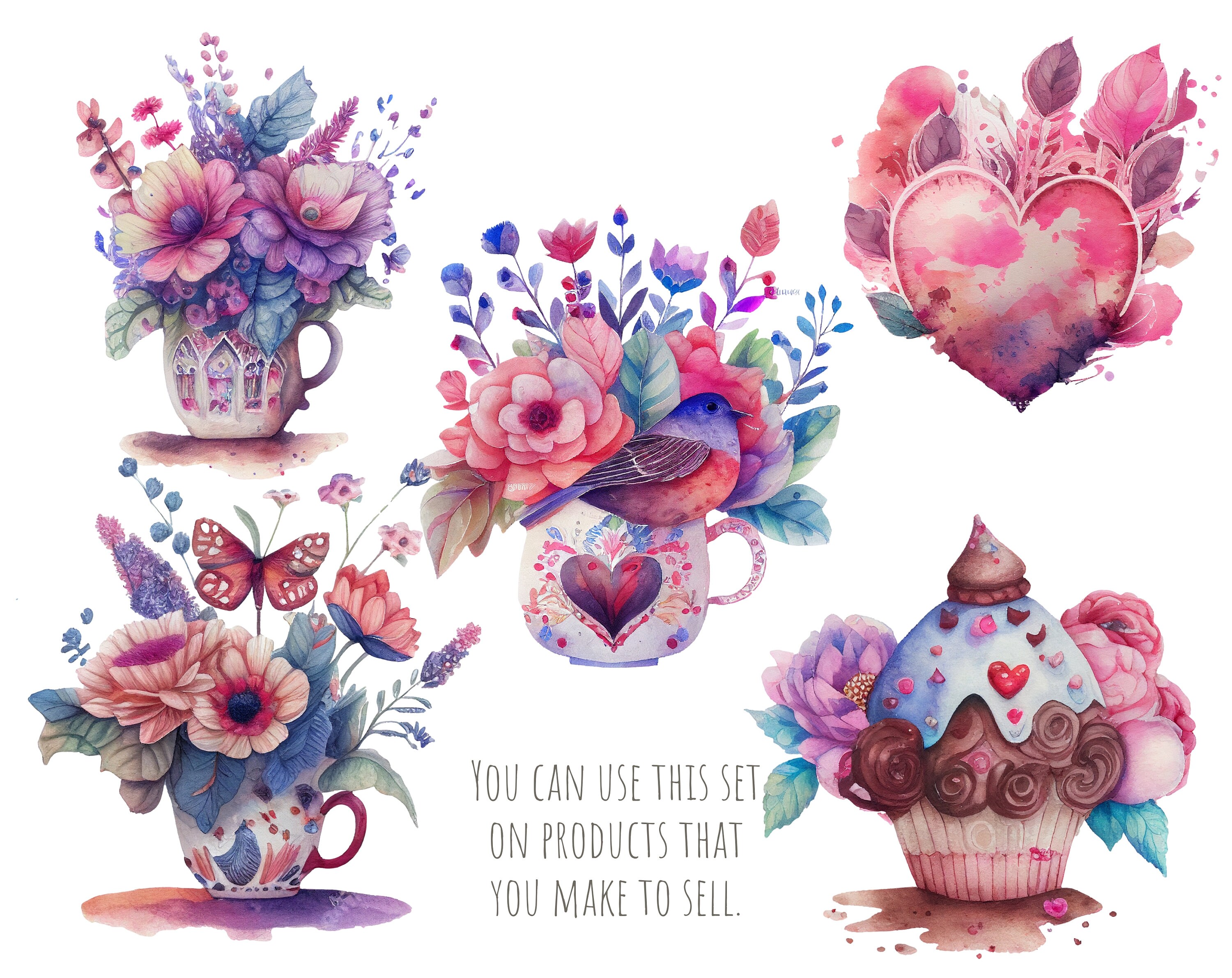 Love Clipart, Tea Time Clip Art, Png. Digital Watercolor. Free ...