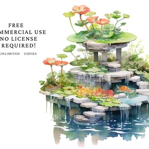 Magic Garden Clipart, Png. Digital Watercolor. Free Commercial Use ...