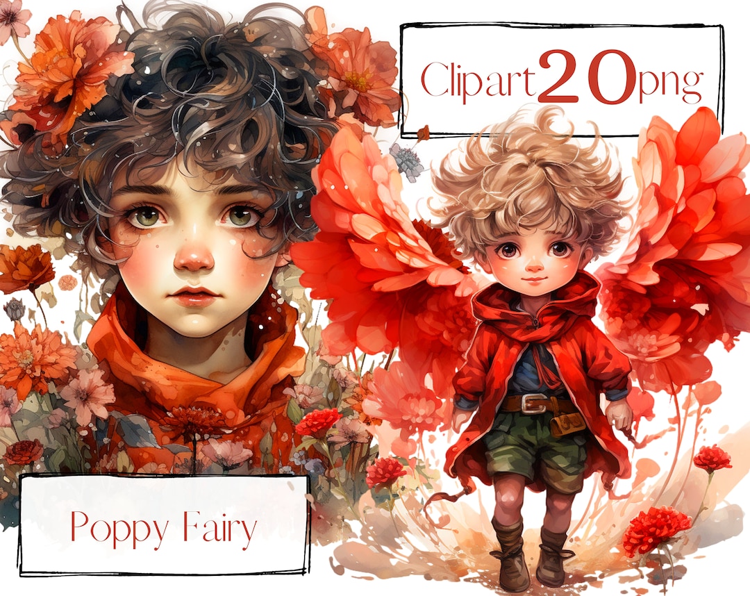 Poppy Fairy Clipart, Elf Clip Art, Png. Digital Watercolor. Free ...