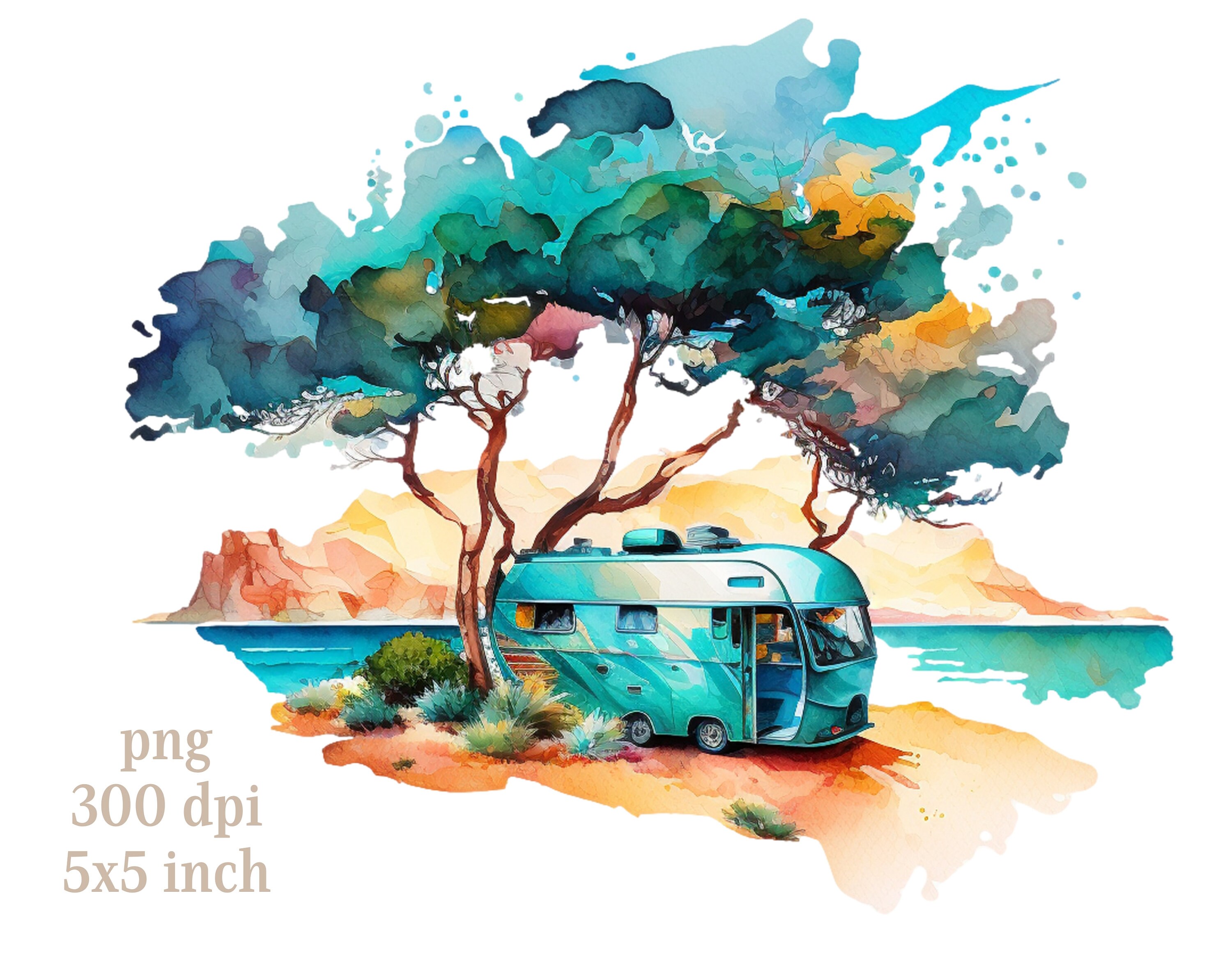 RV Camping Clipart RV Clip Art Travel Clipart Watercolor - Etsy Australia