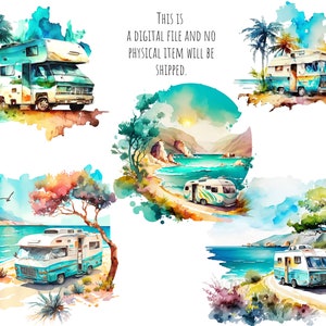 RV Camping Clipart, RV Clip Art, Travel Clipart, Watercolor Summer ...