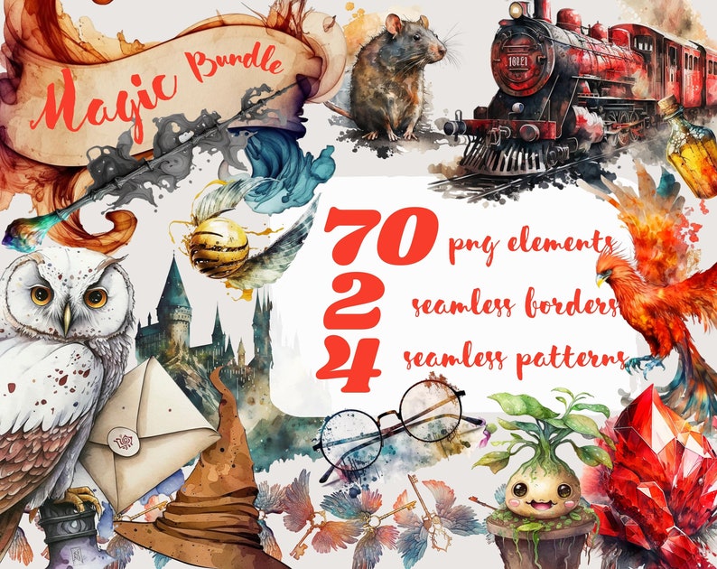 Magic School Bundle. Halloween Clipart Witch and Wizard Png. - Etsy