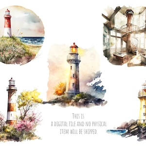 Lighthouse Clipart. Sea Clipart, Nautical Clip Art, PNG. Beach, Summer ...