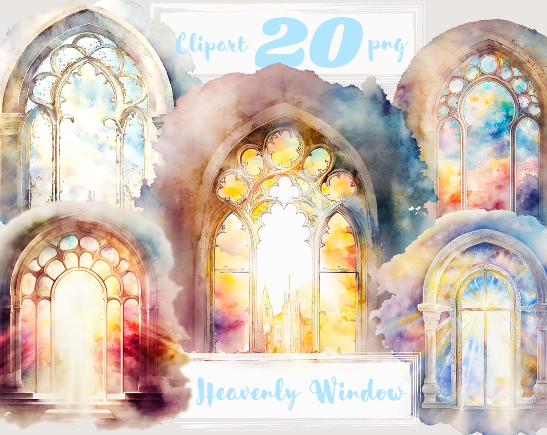 Window Clipart, Heavenly Windows Clip Art, Png. Digital Watercolor ...