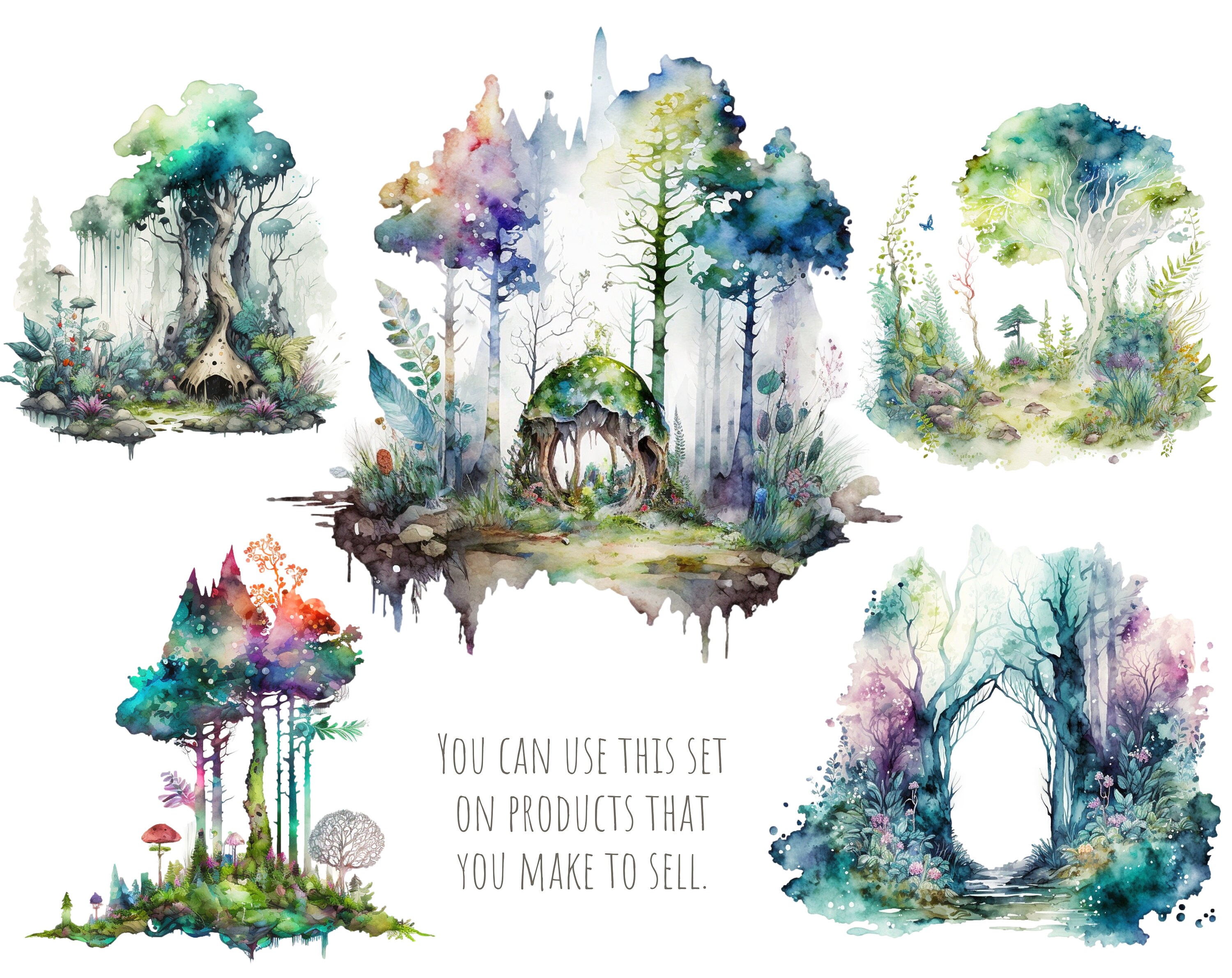 Fairy Forest Clipart Png. Digital Watercolor. Free Commercial - Etsy ...