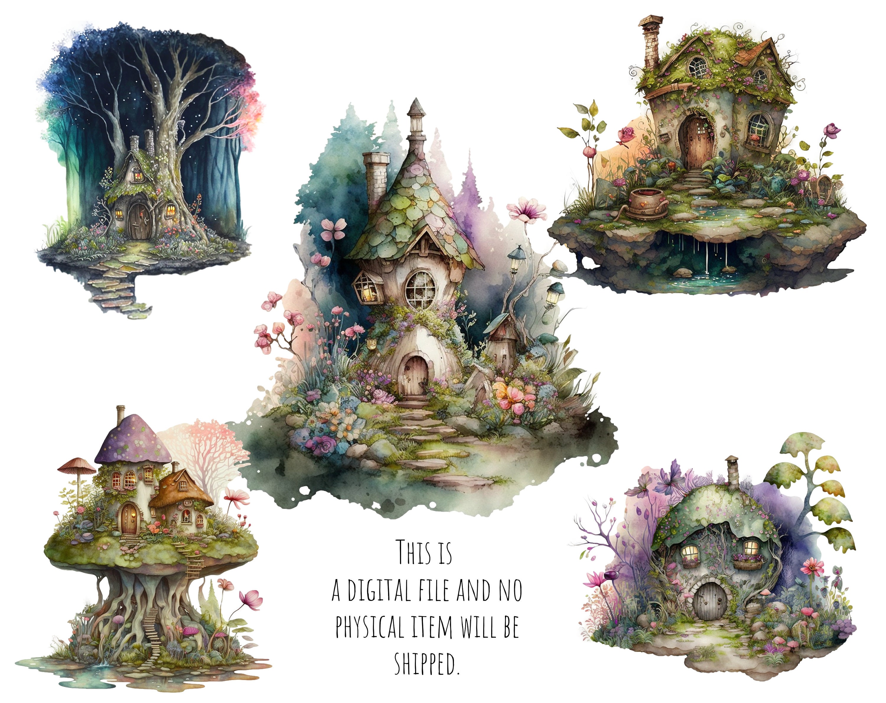 Fairy House Clipart Png. Magic Cottage. Elf Village. Digital - Etsy