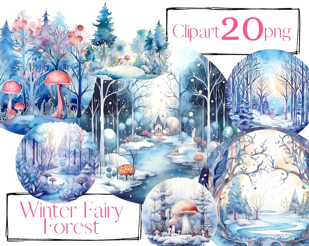 Winter Fairy Forest Clipart, Png. Digital Watercolor. Free Commercial ...