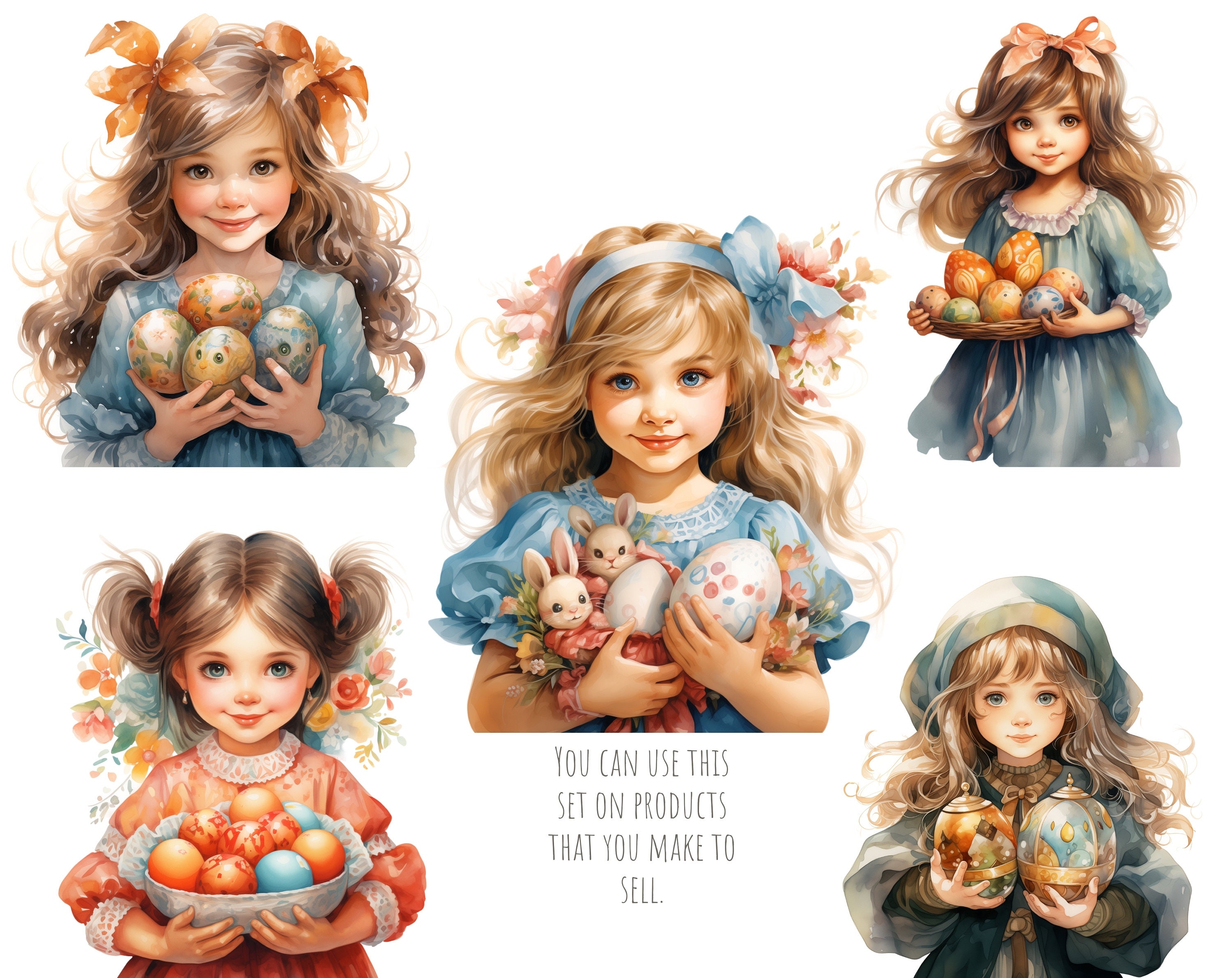 Easter Clipart, Easter Girl Clipart, Spring Clipart, Boho Easter, Junk ...
