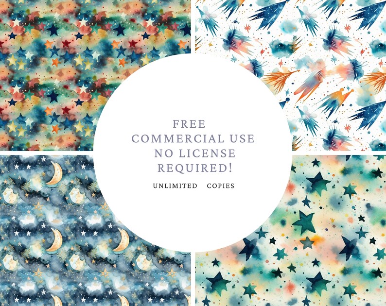 Star Digital Paper Seamless Pattern Sky Pattern. Moon - Etsy