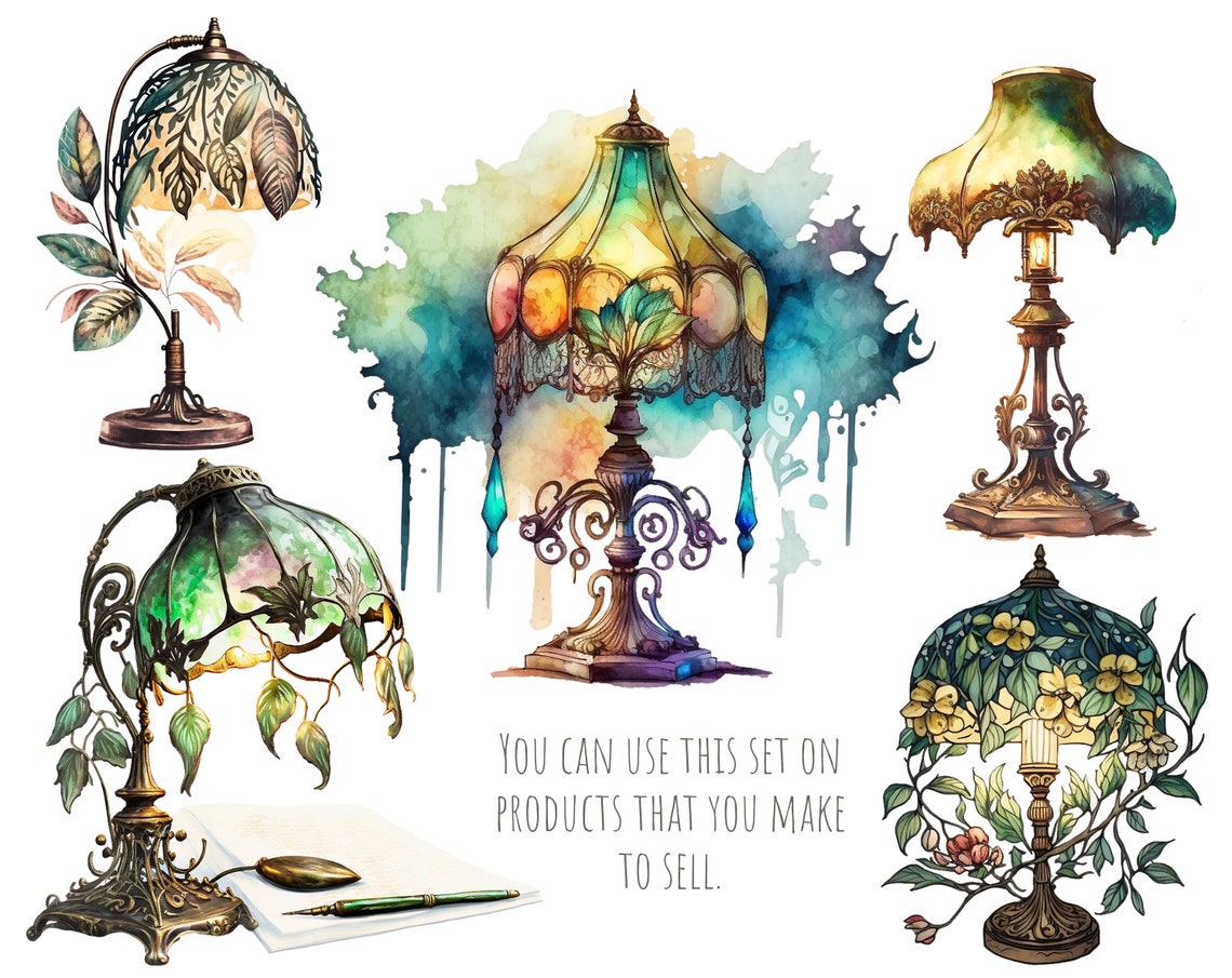 Lamp Clipart. Vintage Clipart, Retro Clip Art, Boho. Ai Generated Art ...