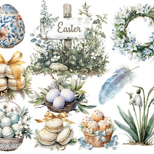 Easter Bundle. Spring Clipart, White Floral Clip Art, Boho Easter ...