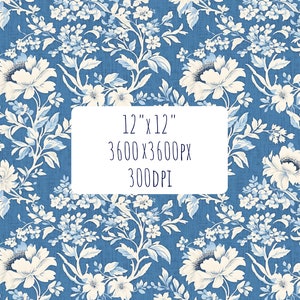 Blue Floral Digital Paper Seamless Pattern Flower Pattern. - Etsy