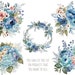 Blue Floral Clipart, Wreath Clip Art, Flower Frame, Boho Bouquets ...