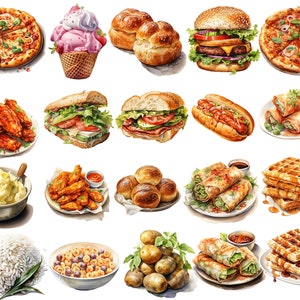 Food Clipart. Cook Clipart. Watercolor Bundle. Vegetables, Meet, Fish ...