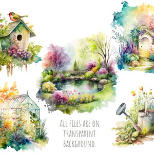 Spring Garden Clipart, Floral Clip Art, Png. Digital Watercolor. Free ...
