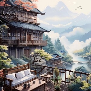 Balcony Digital Paper, Travel Digital Paper. Watercolor Scrapbook Paper ...