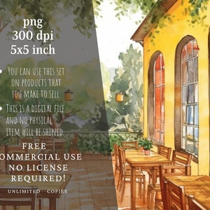 Summer Cafe Digital Paper, Olive Pattern. Watercolor Scrapbook Paper ...