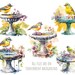 Spring Bird Clipart, Floral Clip Art, Birdbaths Clipart, Png. Digital ...