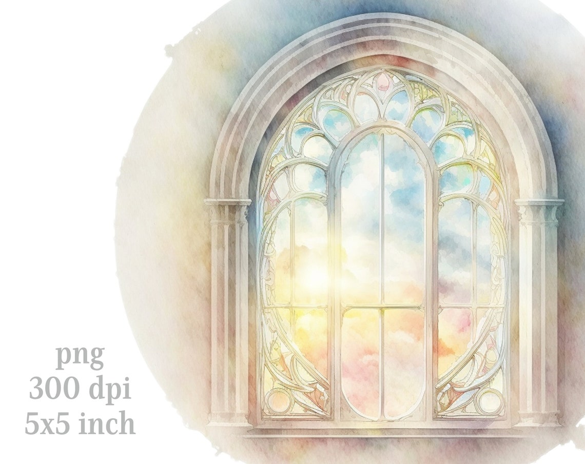 Window Clipart, Heavenly Windows Clip Art, Png. Digital Watercolor ...