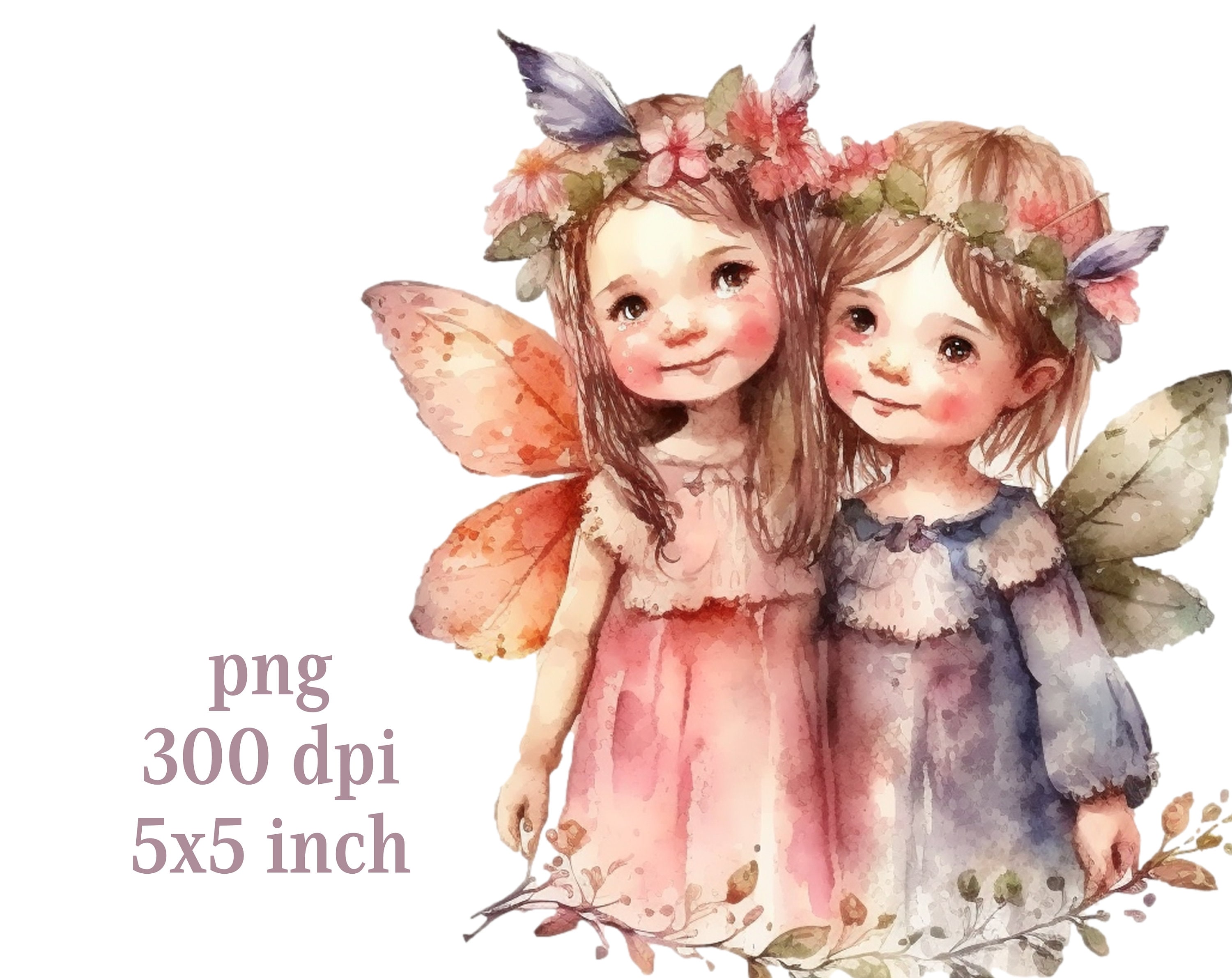 Fairy Friendship Clipart, Watercolor Elf Art (PNG, Digital Download) - Etsy