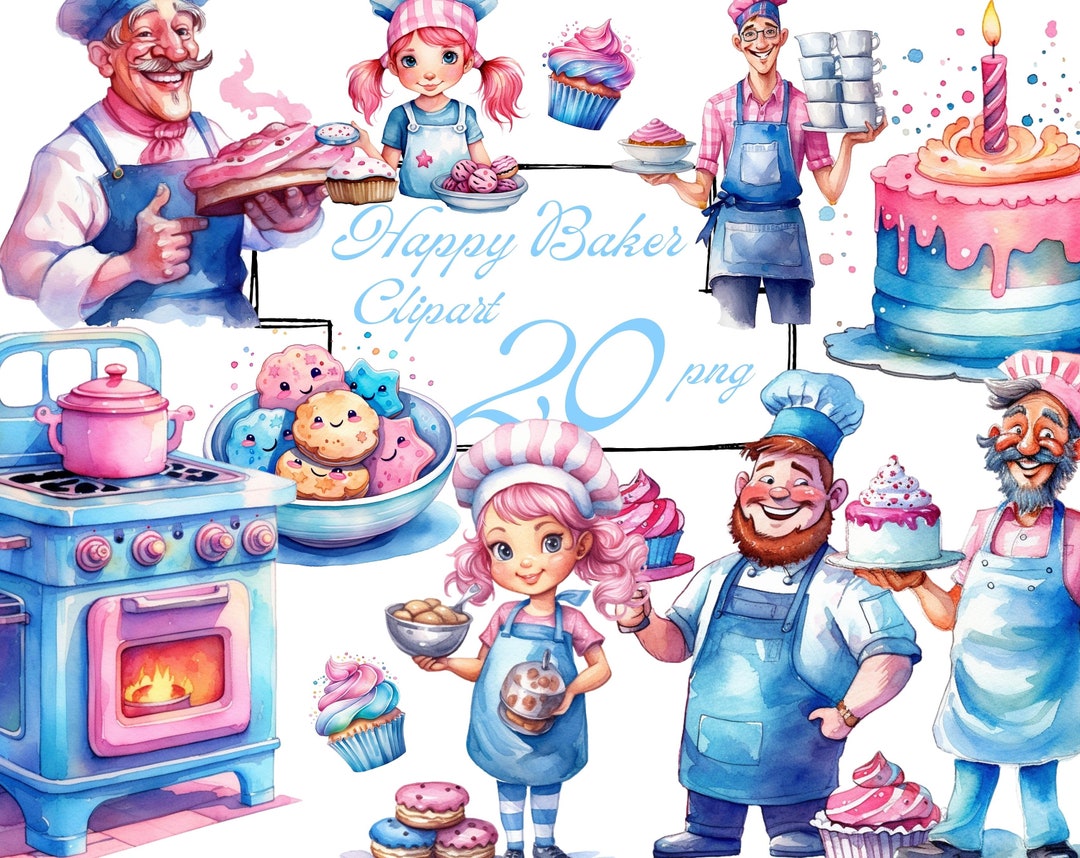 Happy Baker Clipart, Bakery Clipart, Cake Clipart, Sweet Nursery ...