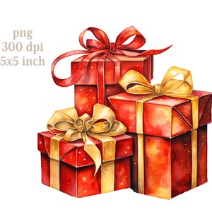 Christmas Gift Clipart. Present Clipart. Christmas Clipart. Red Gold ...
