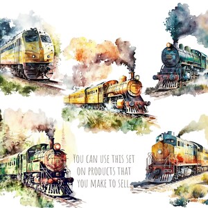 Watercolor Retro Train Clipart. Vintage Clipart, Retro Clip Art, Boho ...