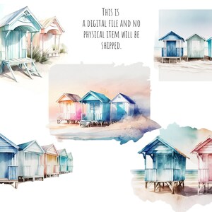 Beach Hut Clipart, Sea Houses Clip Art, Png. Digital Watercolor. Free ...