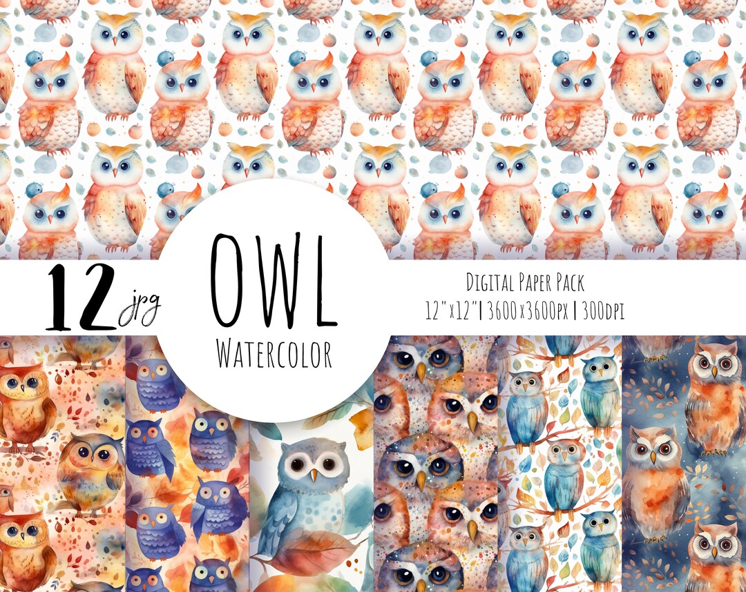 Owls Digital Paper, Seamless Pattern, Owl Pattern, Cute Birds Clipart ...