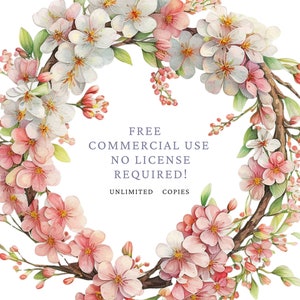 Sakura Clipart. Spring Clipart. Floral Clipart, Field, Garden, Blooming ...