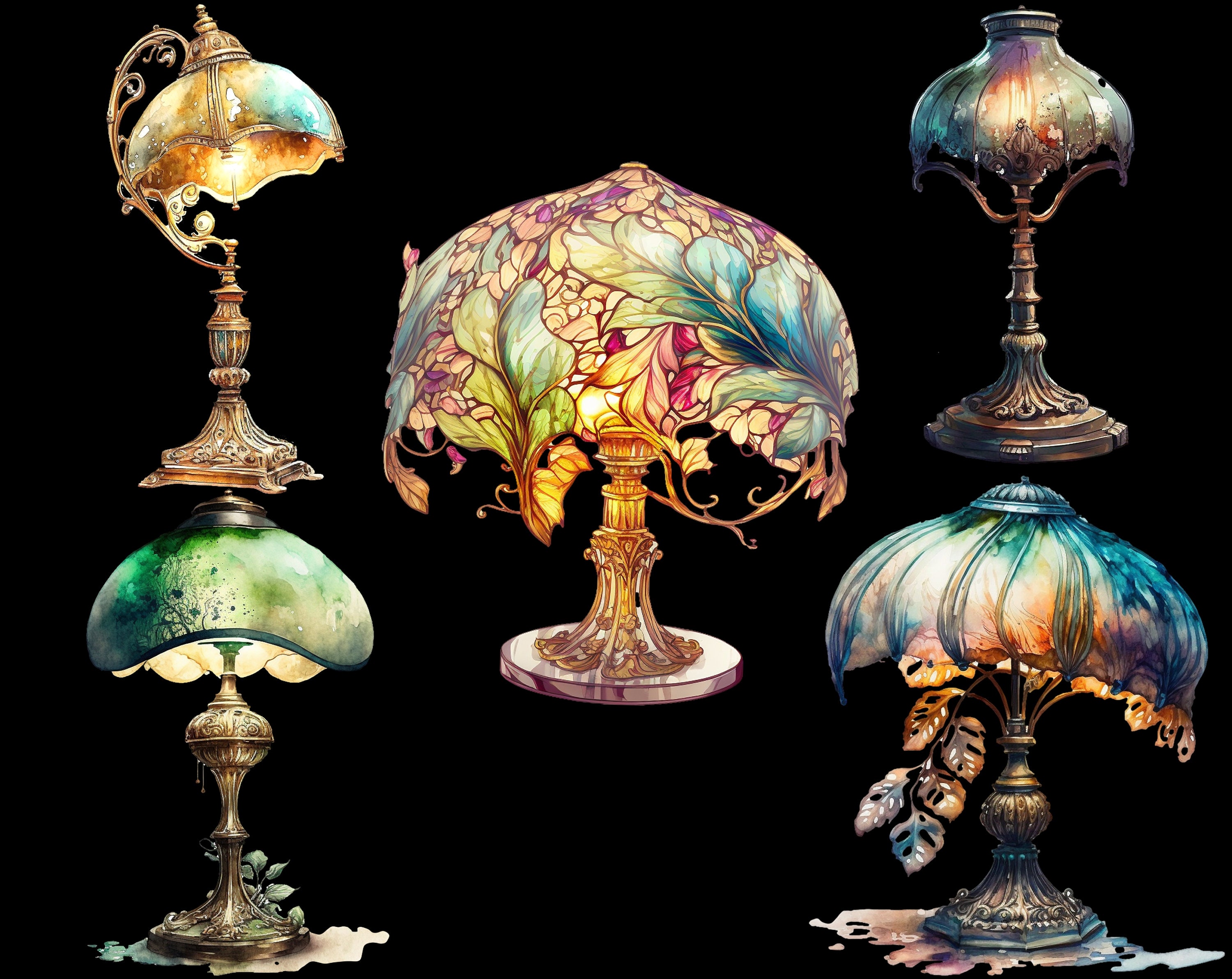 Lamp Clipart. Vintage Clipart, Retro Clip Art, Boho. Ai Generated Art ...