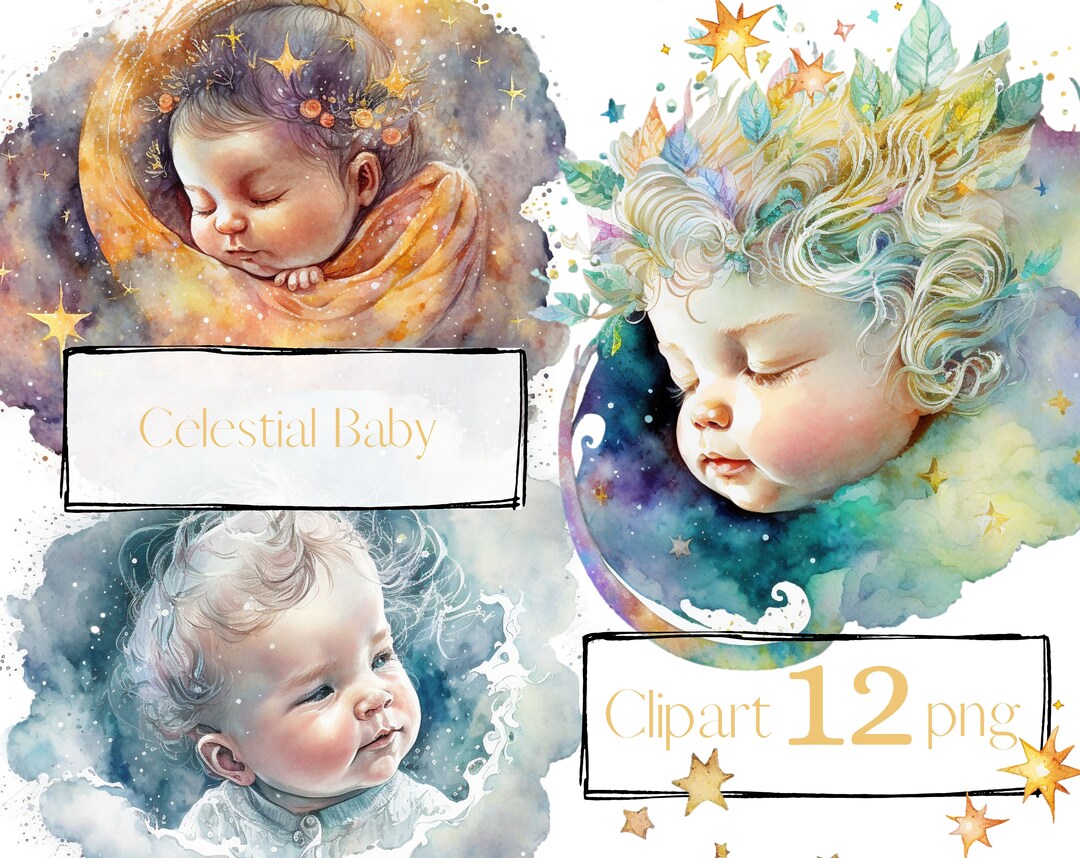Celestial Baby Clipart. Nursery Clipart. Children Clipart, Kid Clipart ...