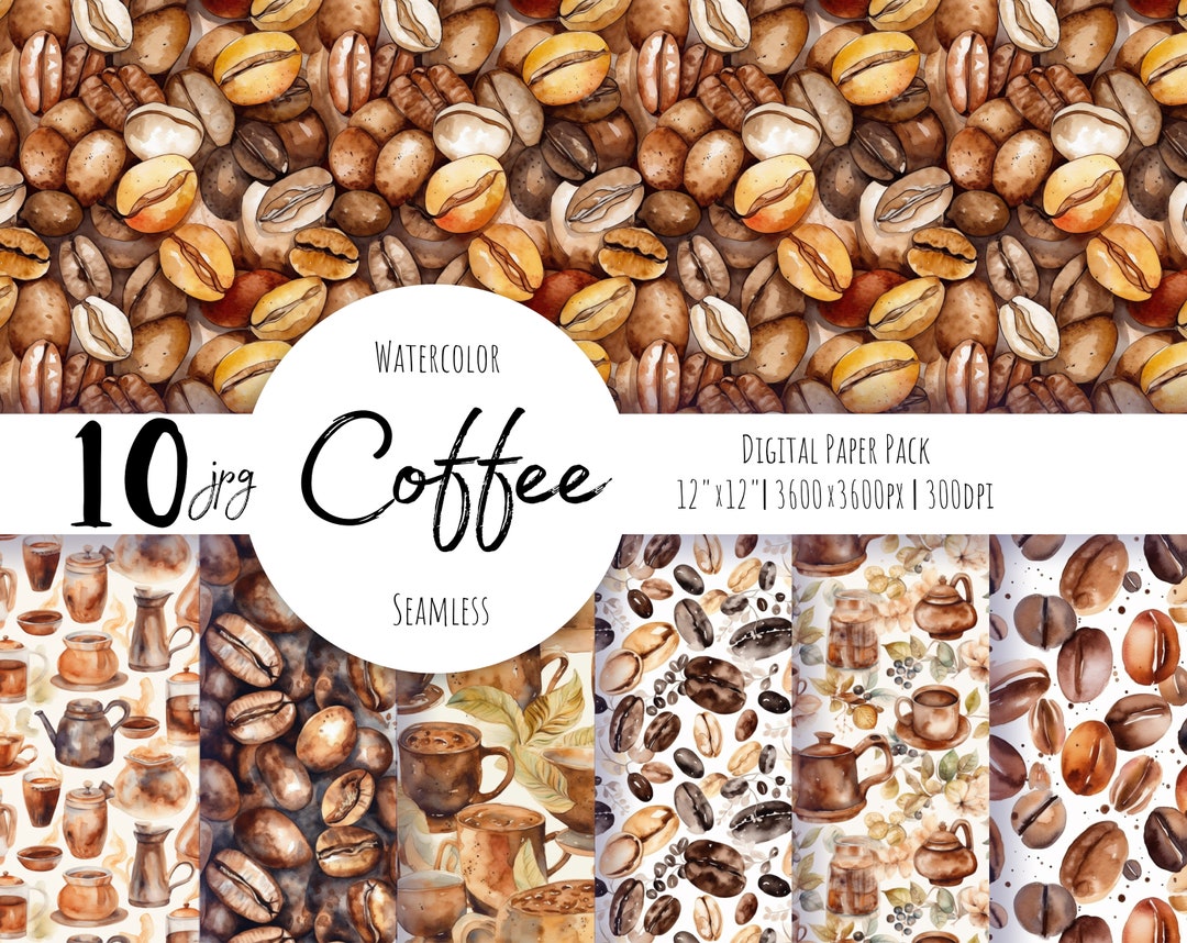 Coffee Digital Paper, Seamless Pattern, Cafe Pattern. Cappuccino ...