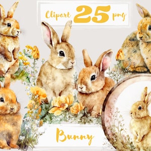Bunnies Clipart. Bunny Bundle. Spring Clipart, Rabbit Clip Art, Boho ...