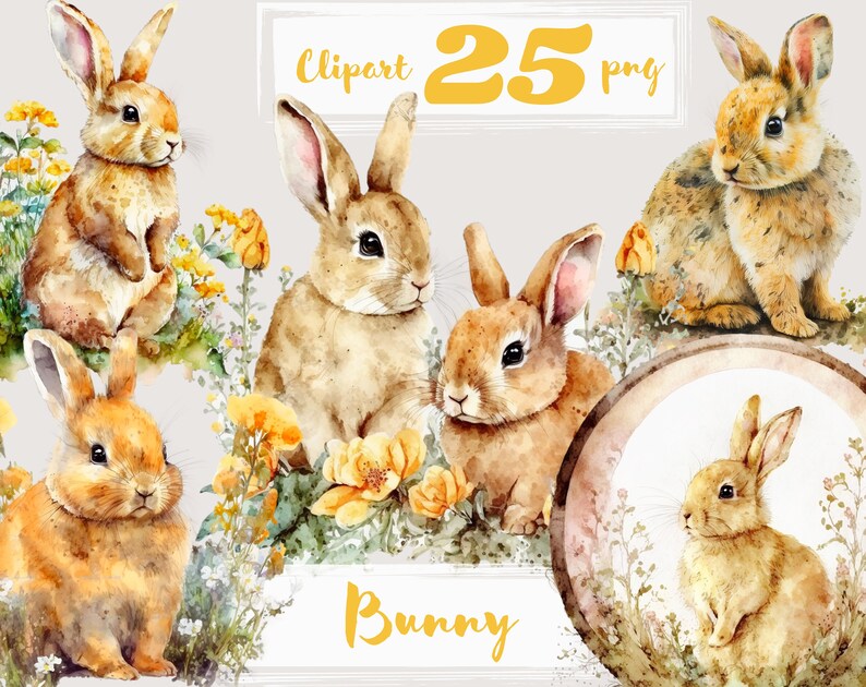 Bunnies Clipart. Bunny Bundle. Spring Clipart Rabbit Clip - Etsy