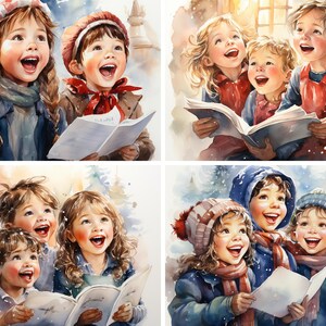 Christmas Digital Paper, Children Sing Christmas Songs, Chorales ...