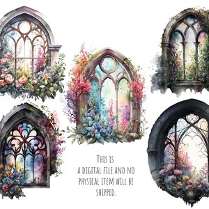 Gothic Window Clipart, Church Windows Clip Art, Png. Digital Watercolor. Free Commercial Use ...