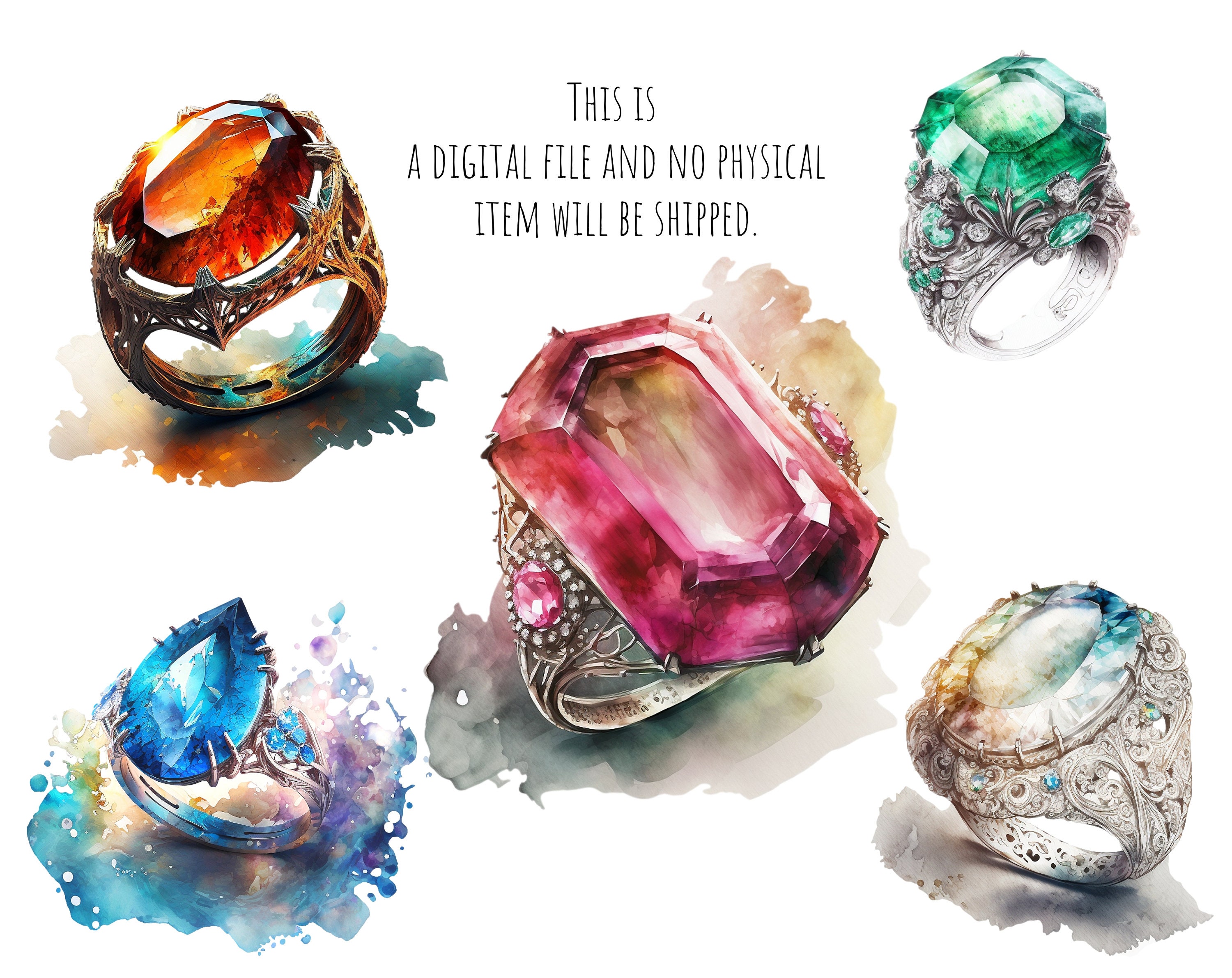 Jewelry Clipart Ring Clip Art Gemstone Jewellery Emerald - Etsy UK