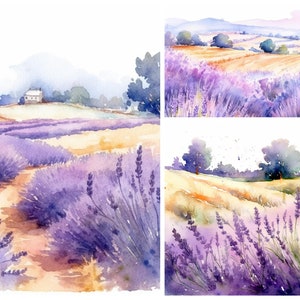 Lavender Field Digital Paper, Wild Flowers. Watercolor Scrapbook Paper ...