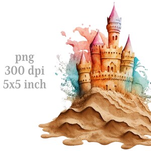 Sand Castle Clipart. Beach Clip Art. Vacation Clipart. Sea Resort ...