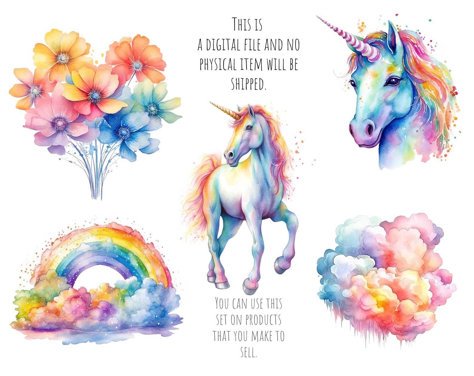Rainbow Unicorn Clipart. Nursery Clipart. Magic Clipart Kid - Etsy
