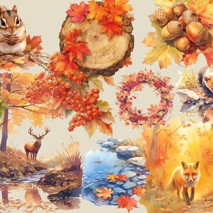 Autumn Forest Clipart, Fall Clipart, Forest Animals, Wood, Trees, Dear ...