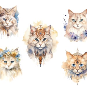 Boho Cat Clipart. Vintage Clipart, Retro Clip Art, Boho. Fantasy ...