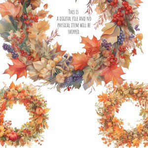 Autumn Wreath Clipart. Autumn Decorations Clipart. Fall Clipart. Autumn ...