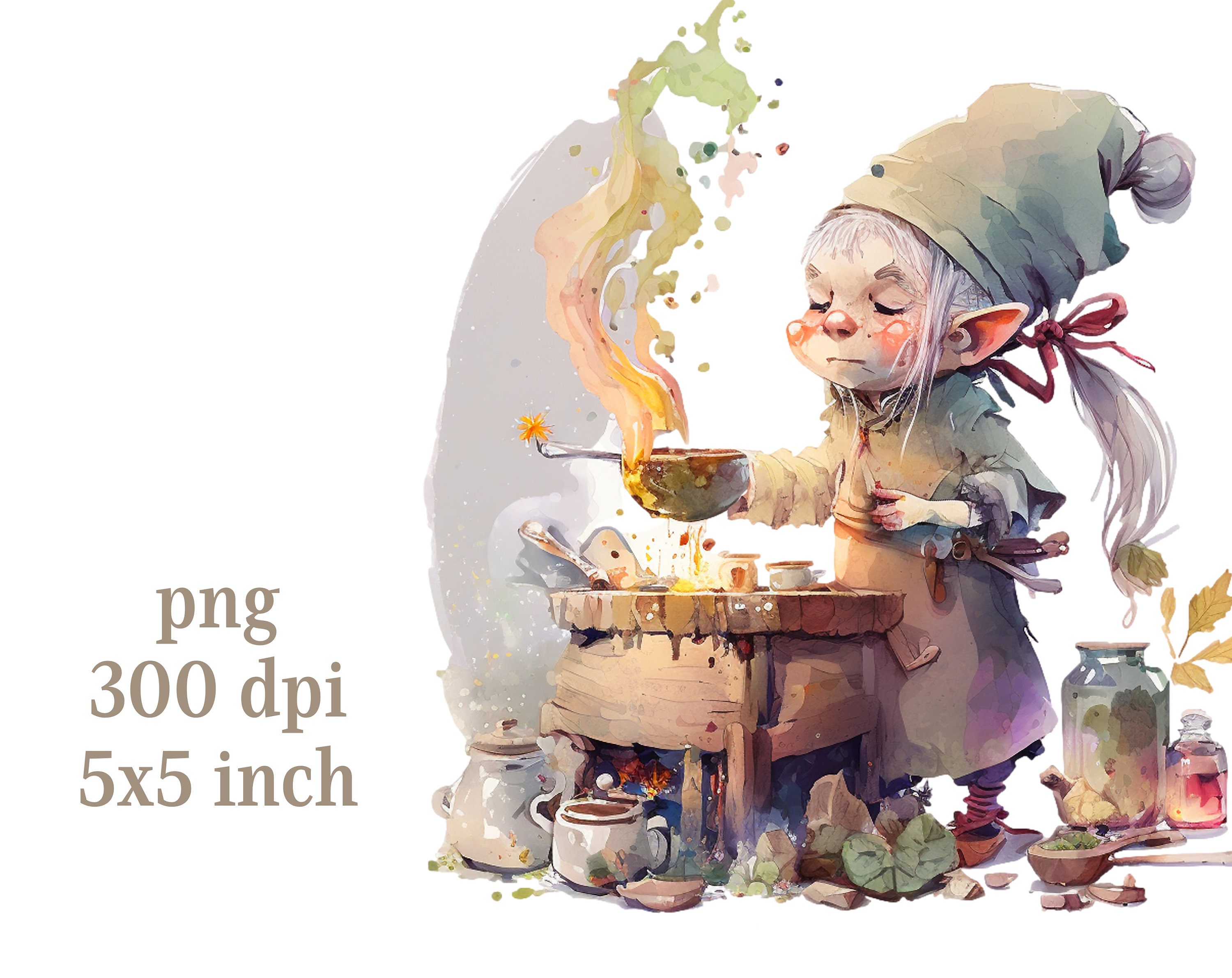 Fairy Kitchen Clipart, Magic Cooking, Elf Food (PNG Digital Download ...
