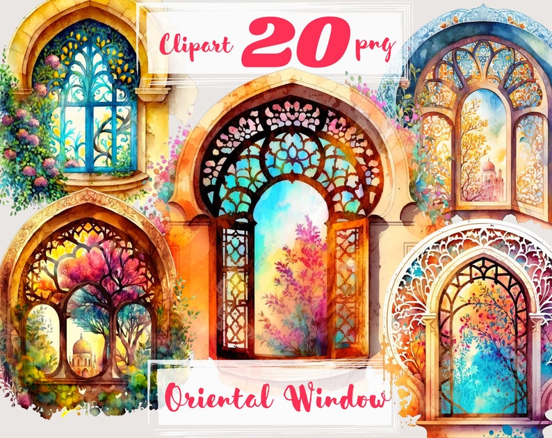 Oriental Window Clipart Arabic Windows Clip Art Png. Digital - Etsy