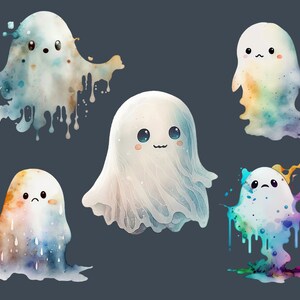 Ghosts Clipart. Halloween Clipart. Cute Ghosts. Png. Digital Watercolor ...