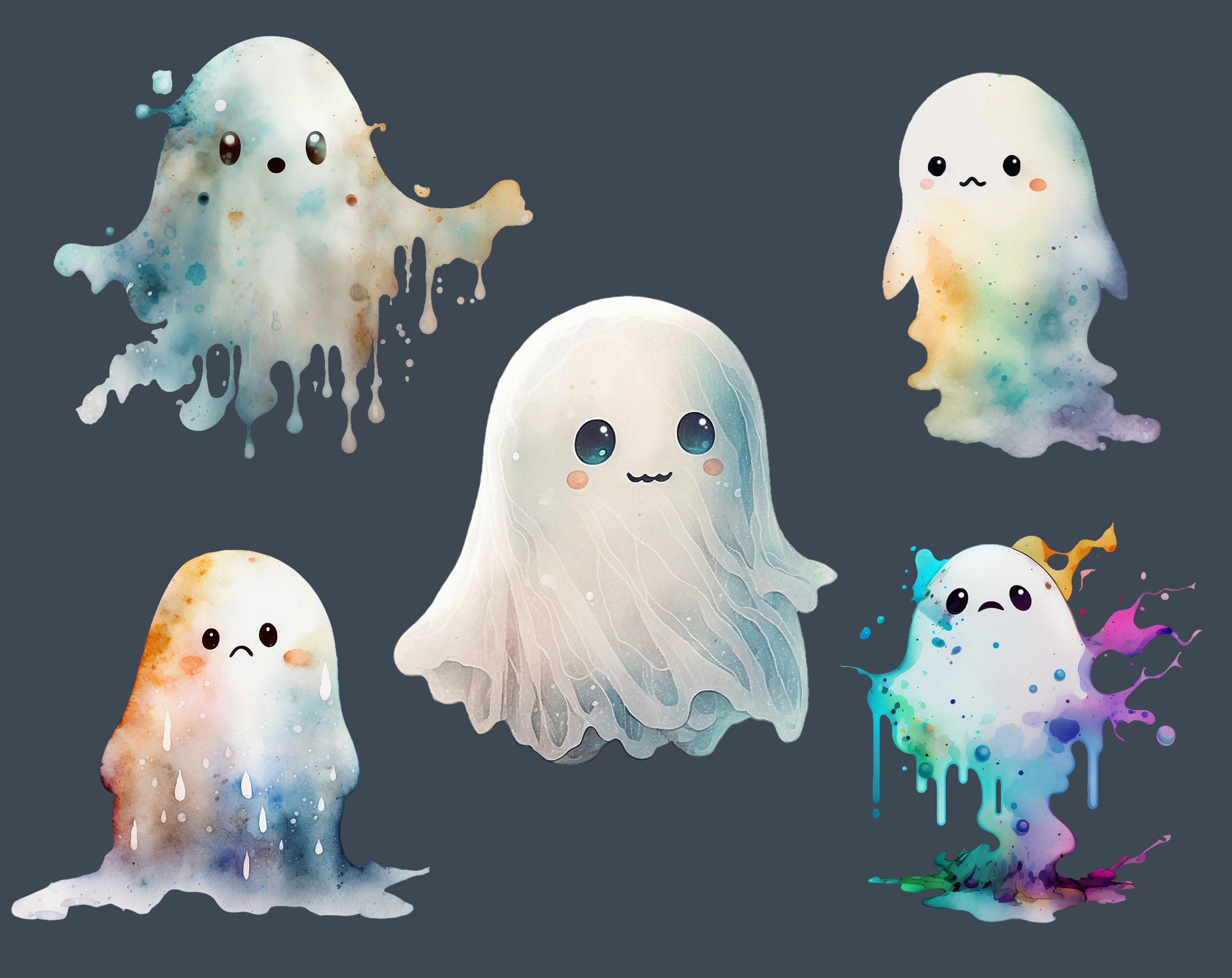Ghosts Clipart. Halloween Clipart. Cute Ghosts. Png. Digital - Etsy UK