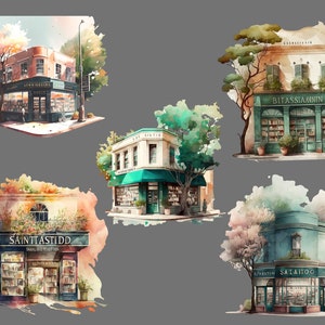 Spring Bookstore Clipart, Book Shop Clip Art, Png. Digital Watercolor ...